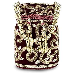 Aheli Potli Bags for Women Evening Bag Clutch Ethnic Bride Purse with Drawstring (P64M)