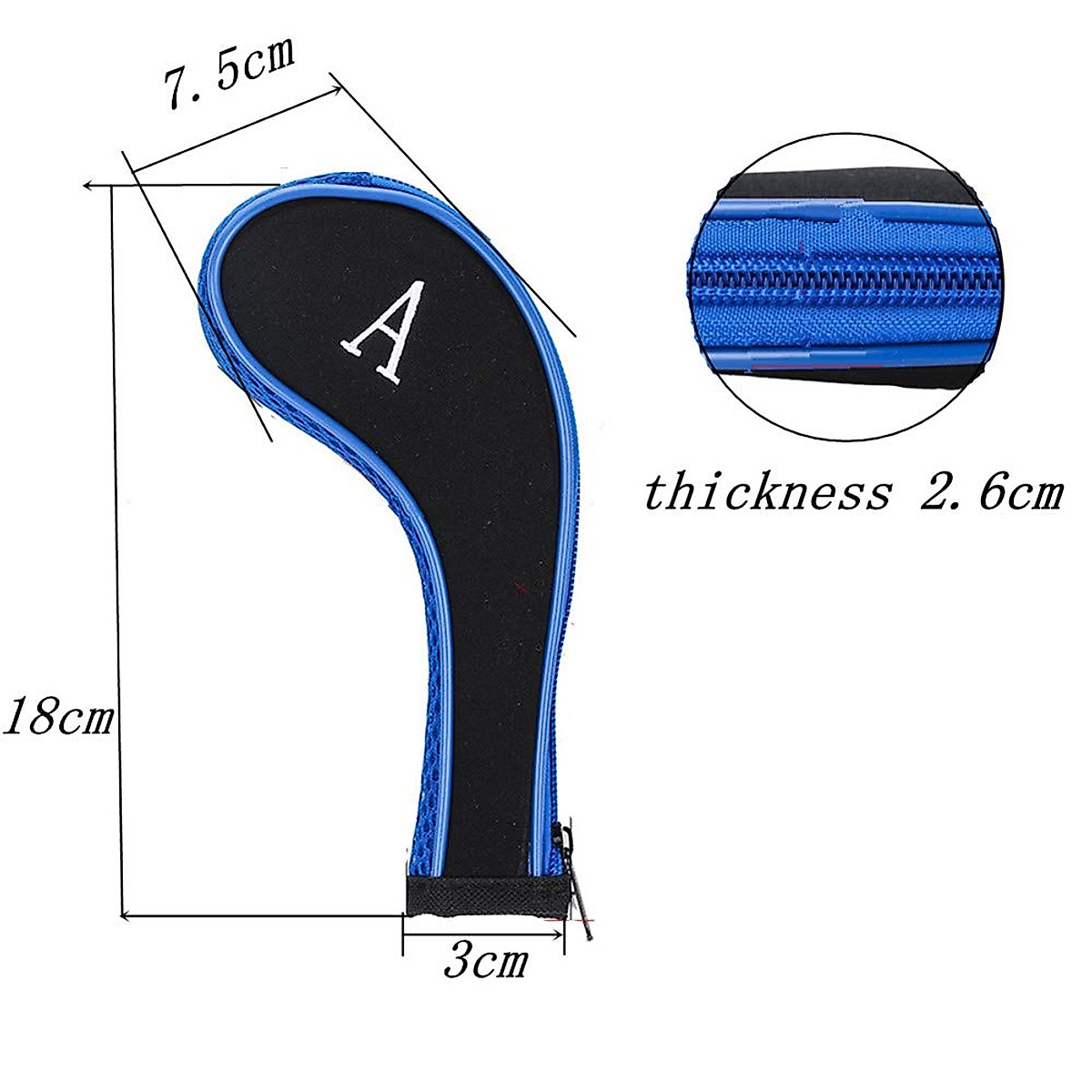 VideoPUP 10PCS Golf Iron Head Covers Long Neck Iron Zippered Golf Club Headcovers Protect Set