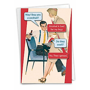 NobleWorks - Funny Retro Birthday Card with Envelope - Adult Humor, Celebration Greeting - Bad For Legs 0754