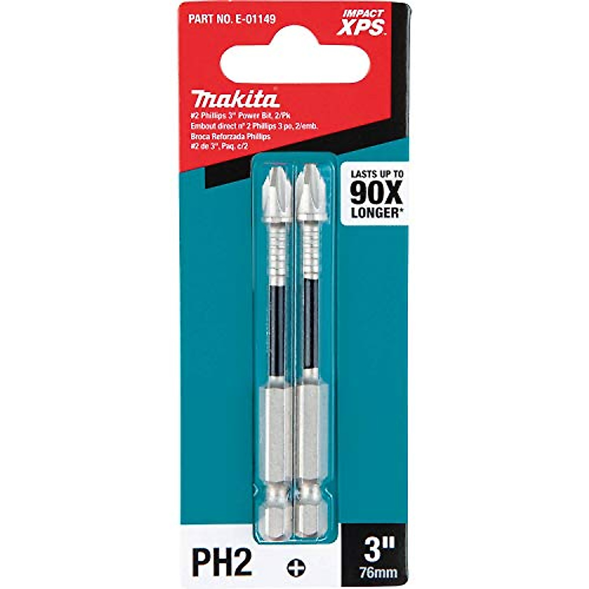 Makita E-01149 Impact XPS™ #2 Phillips 3" Power Bit, 2/pk