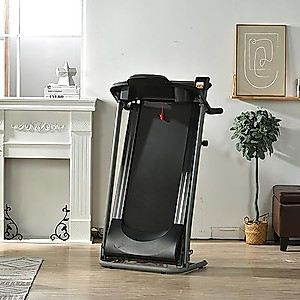 Majnesvon Folding Treadmill, 2.5HP Electric Treadmill for Home with Bluetooth and Incline, Portable Fitness Running Workout for Small Space Home Gym Equipment, MP3 (Black 2)