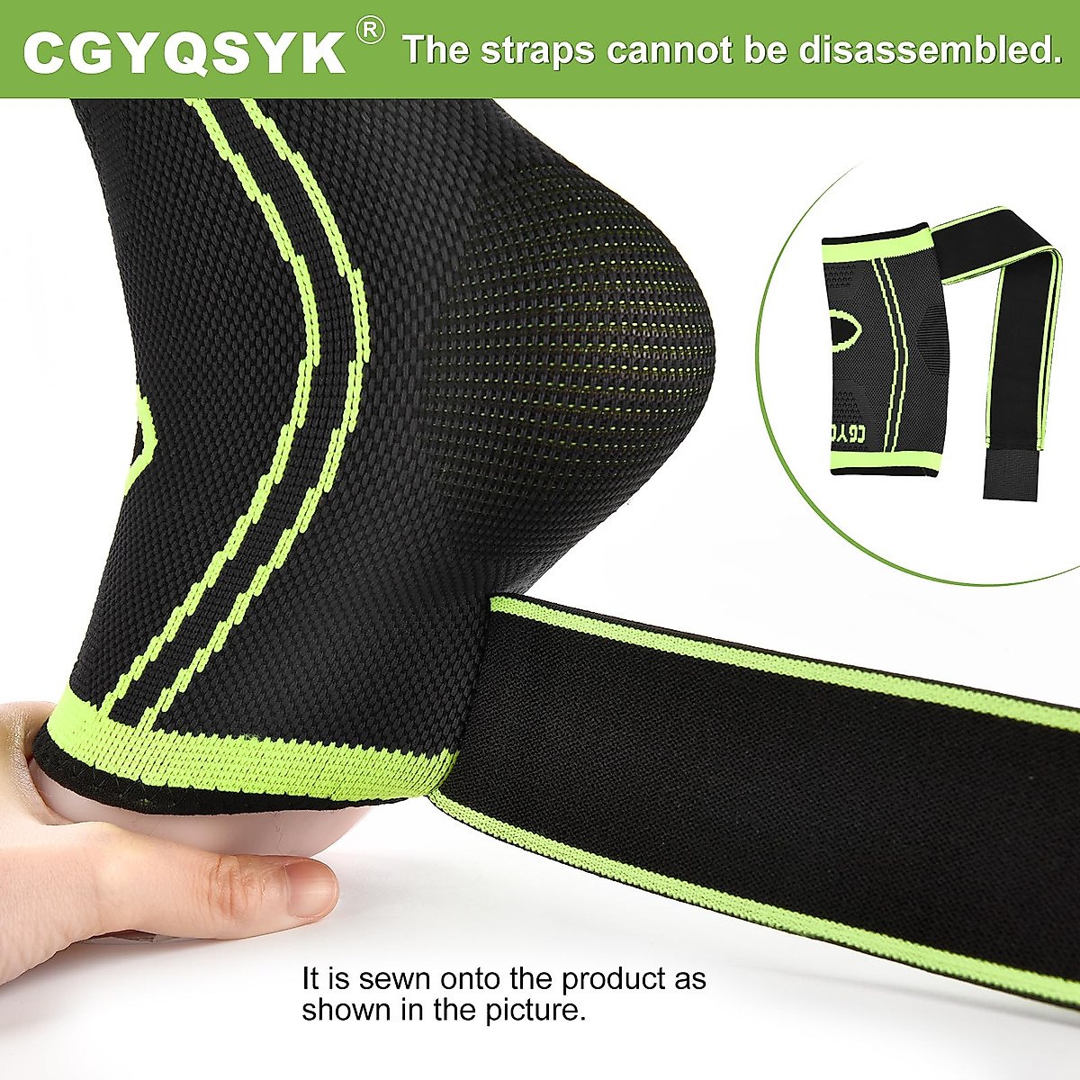 cgyqsyk Ankle Brace, Adjustable Compression Ankle Support Men & Women, Strong Ankle Brace Sports Protection, Stabilize Ligaments-Eases Swelling and Sprained Ankle（ Large, Green, 1