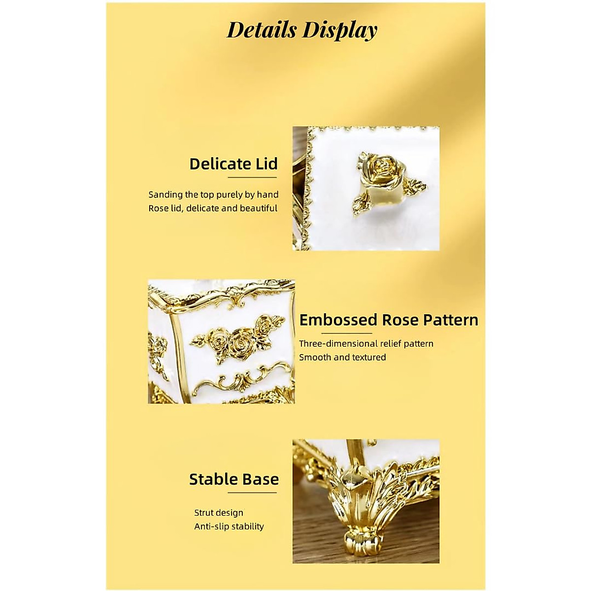 Taolivingmart Floral Relief Qtip Holder Dispenser for Cotton Ball, Swab, Floss Picks,Vanity Makeup Organizer,3 Compartment Storage (Coffee)