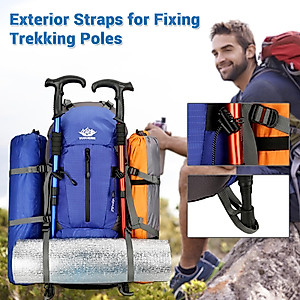 HUIOP hiking backpack, 50L Hiking Backpack Waterproof Camping Backpack with Rain Cover Travel Day Pack Bag with Shoe Compartment for Outdoor Backpacking Climbing