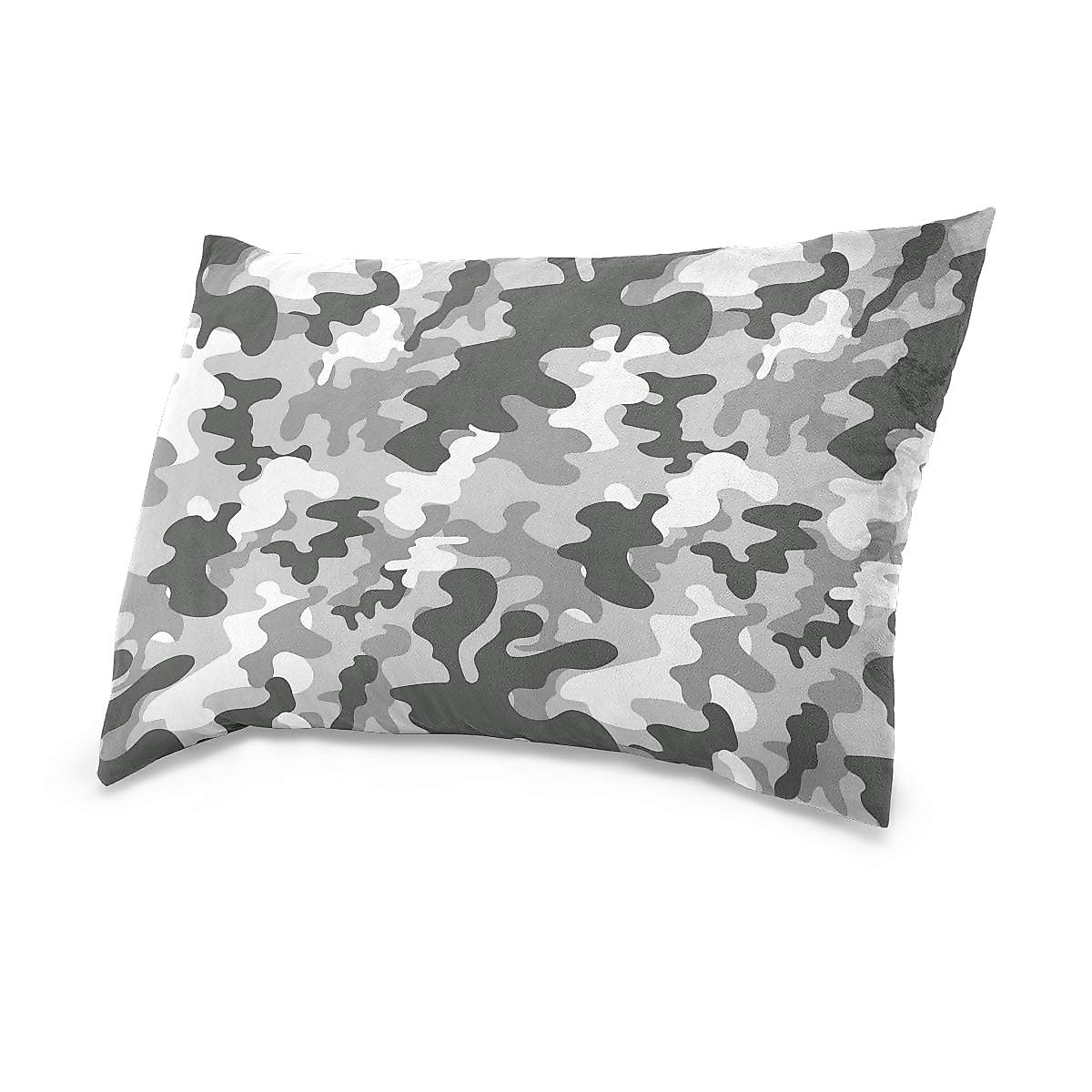Enzenon Pillow Cases Standard Size with Zipper Cotton Print Camo Gray Super Soft Cozy Pillow Covers 16x24 Inches