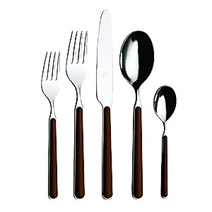 MEPRA 10I722005 Fantasia Chocolate 5-Piece Durable 18/10 Stainless Steel European and American Style Flatware Cutlery Set for Fine Dining, Dishwasher Safe - Service for 1