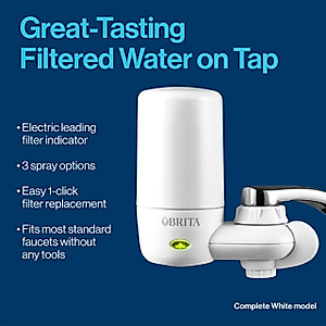 Brita Water Filter Replacements for Sink, Faucet Mount Water Filtration System for Tap Water, Reduces 99% of Lead, Chrome, 2 Count