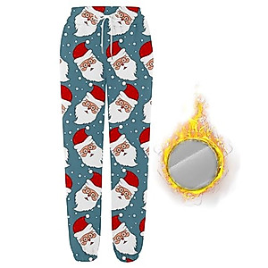Christmas Print Christmas Wide Leg Sweatpants Women Snowman Print Straight Leg Fleece Lined Sweatpants Drawstring Casual Jogger Sweatpants Sweatpants Women Baggy Z5-Blue XL