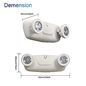 TANLUX LED Emergency Lights with Battery Backup, Two Head Adjustable Commercial Emergency Lights, UL Listed, AC 120/277V, Hardwired Emergency Lights for Business - 1 Pack(White)