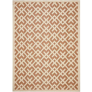 SAFAVIEH Courtyard Collection 9' x 12' Terracotta / Bone CY6915 Indoor/ Outdoor Waterproof Easy-Cleaning Patio Backyard Mudroom Area-Rug
