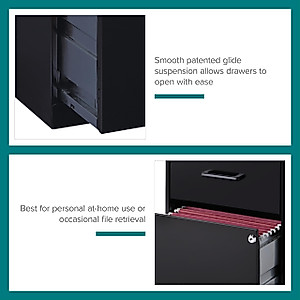 Lorell 14341 18 Deep 2-Drawer File Cabinet, Black
