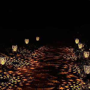 Walensee Solar Lights Outdoor (Black 2 Pack), Garden Decoration and ornamen, Moon and Star Pattern, Metal Sun Powered Stake Decorative Landscape Lamp Waterproof Dusk to Dawn for Lawn, Yard, Walkway