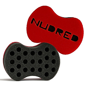 Nudred Starter Pack, Red Twist Hair Sponge Brush, Moisturize & Rejuvenate Curls, Coils, Twists & Locs, Hair Care Products for Black Men & Women, Large Holes, 8 Oz Bottles