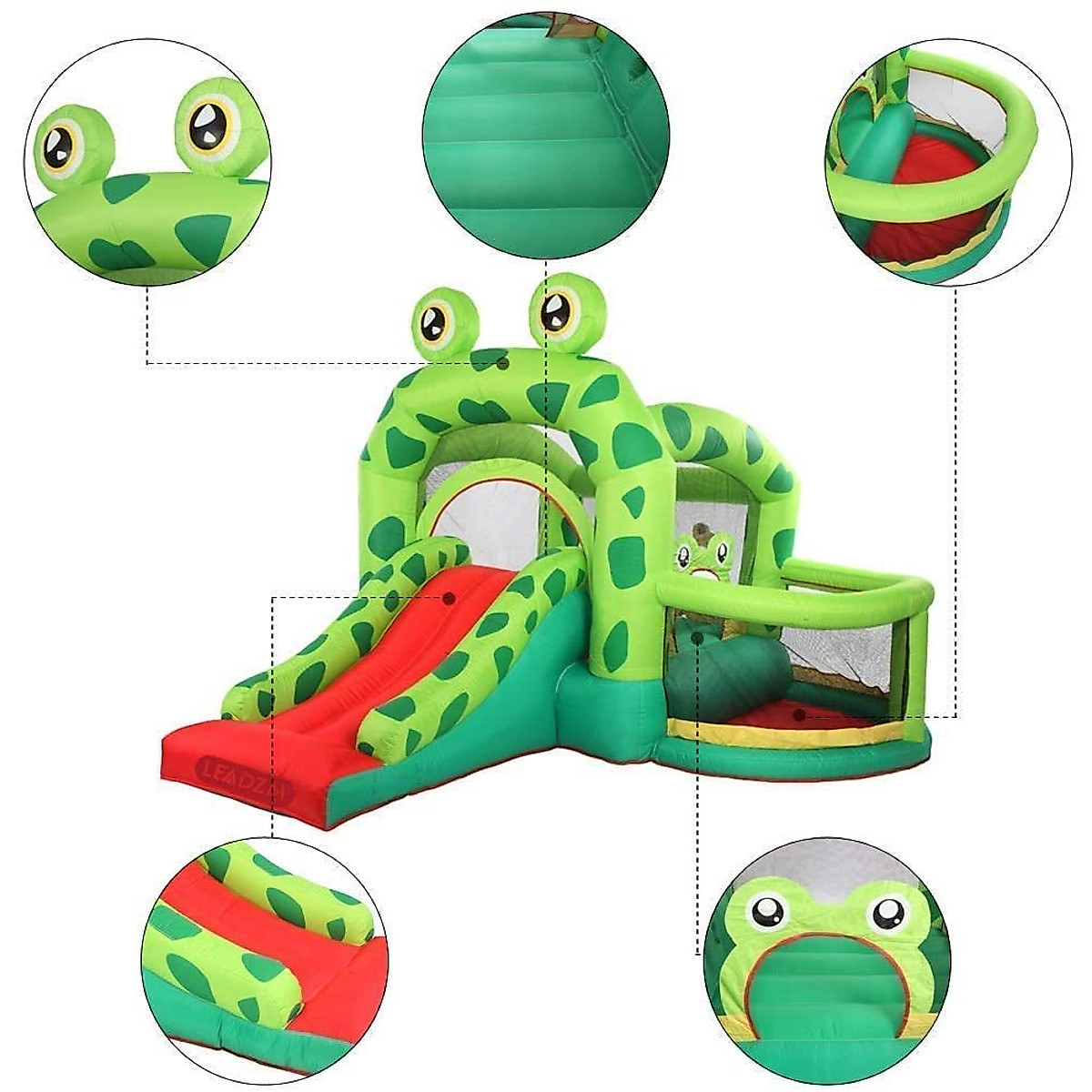 Bouncy Castle, Inflatable Castle, Frog Inflatable Bouncer, Activity Air Trampoline House with Slide and Blower, Outdoor Family Playground Garden Kid Toys Gift