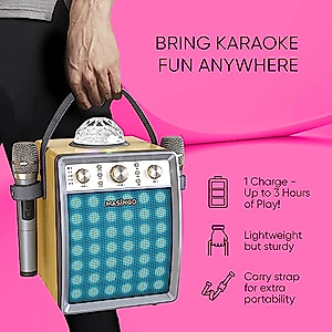 MASINGO Karaoke Machine for Adults and Kids with 2 Wireless Microphones, Portable Singing PA Speaker System Set with 2 Bluetooth Mics, Disco Ball Party Lights & TV Cable, Ostinato M7