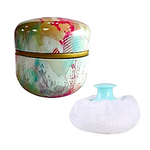 Topwon Body Powder Container with Powder Puff for Baby Women Talc Free Dusting Loose Powder Case Home Travel Powder Box (Colorful)