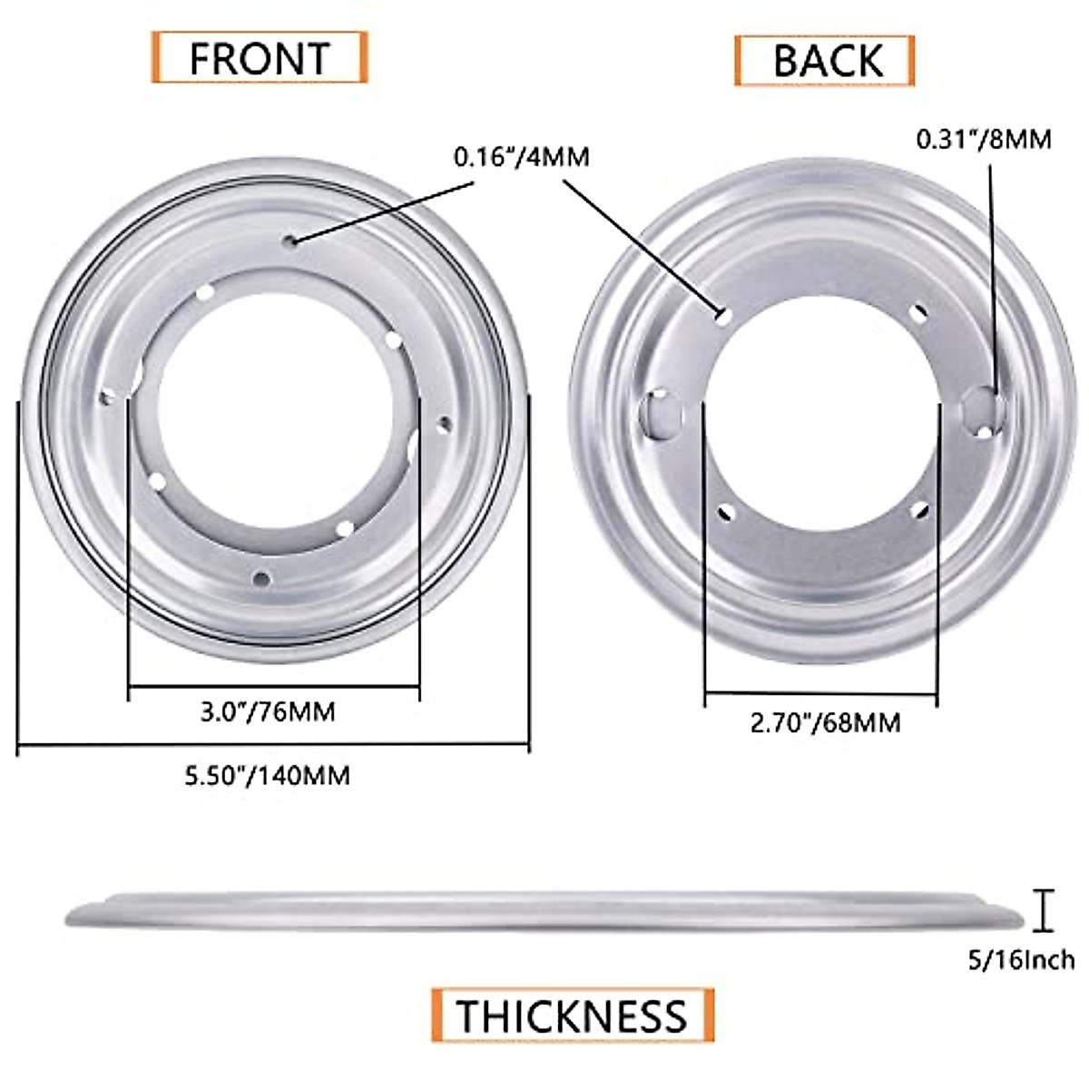 4Pack 5.5" Lazy Susan Hardware 5/16" Thick Round Rotating Bearing Plate, Silver Swivel Plate Base 300lbs Capacity Lazy Susan Turntable Bearing Base for Rotating Table, Serving Tray, Kitchen