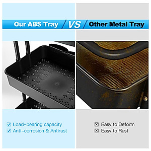 johgee Multifunctional Rolling Cart, Black, Portable, Sturdy, 17"L x 12.6"W x 29.5"H