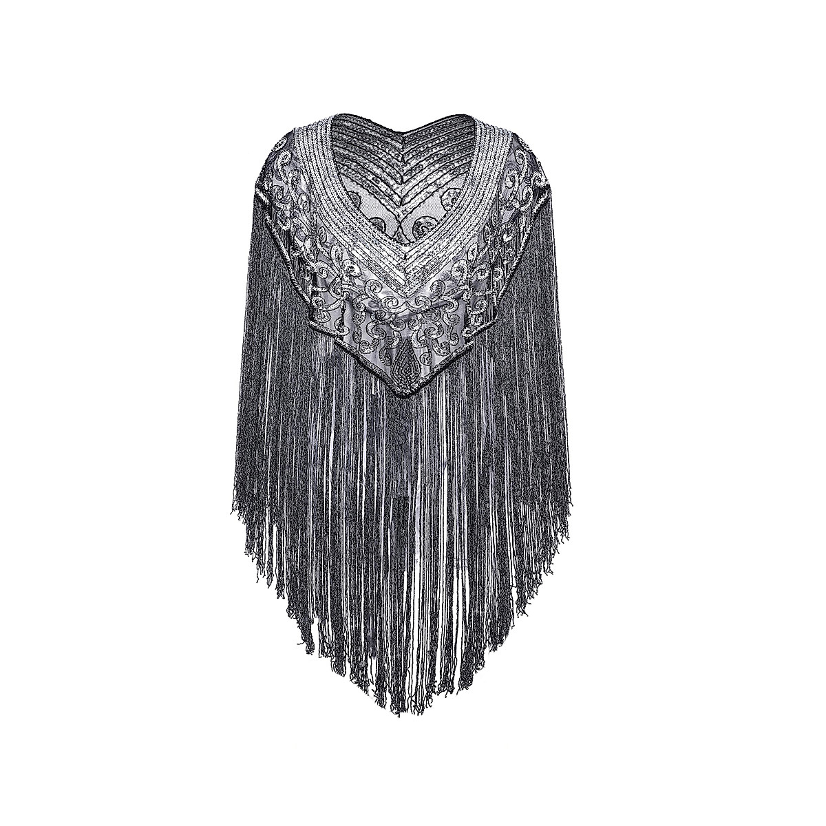 BABEYOND 1920s Shawl Wraps Long Fringed Evening Cape Sequin Beaded Party Shawl