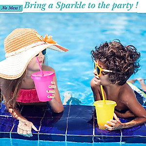 Potchen 60 Pack Plastic Cups with Straws and Lids Reusable Kids Tumbler with Straw Water Bottle Iced Coffee Travel Mug Cup Adults Plastic Cups 16 oz for Parties