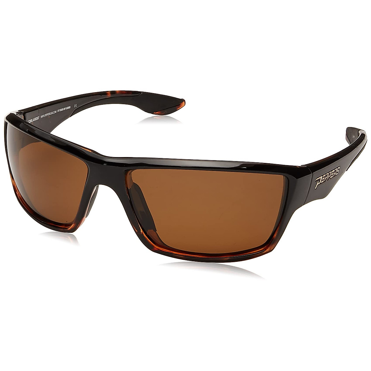 Peppers unisex adult Pipeline Sunglasses, Shiny Black/Tortoise/Brown, 65 mm US