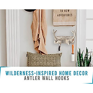 Comfify Vintage Cast Iron Deer Antlers Wall Mounted Hooks Antique Finish Metal Clothes Hanger Rack w/Hooks Deer Antlers Shape | Includes Screws and Anchors | in Antique White