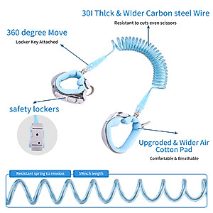 Reflective Anti Lost Wrist Link, Toddler Safety Leash with Key Lock, Safety Wrist Leash for Toddlers, Babies & Kids 8.2 feet