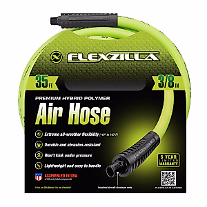 Flexzilla Air Hose, 3/8 in. x 35 ft., 1/4 in. MNPT Fittings, Heavy Duty, Lightweight, Hybrid, ZillaGreen - HFZ3835YW2