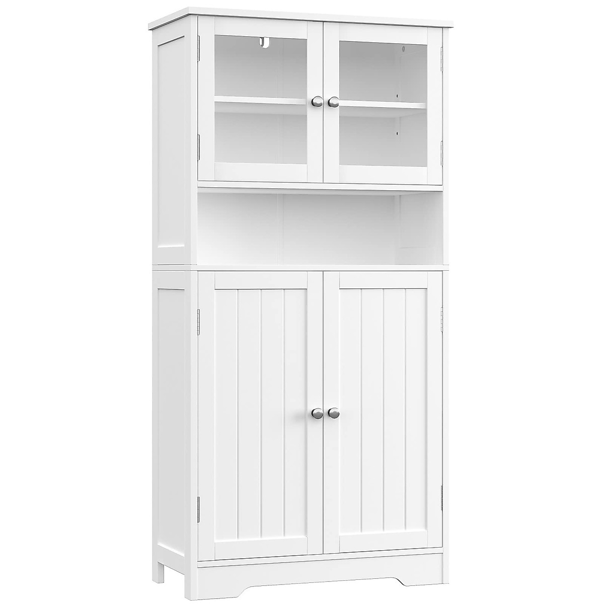Irontar Bathroom Cabinet, Bathroom Floor Cabinet with Open Shelf, Large Display Cabinet with Doors, Kitchen Cupboard, Storage Cabinet for Living Room, 23.6 x 11.8 x 50.4 Inches White CWG006W