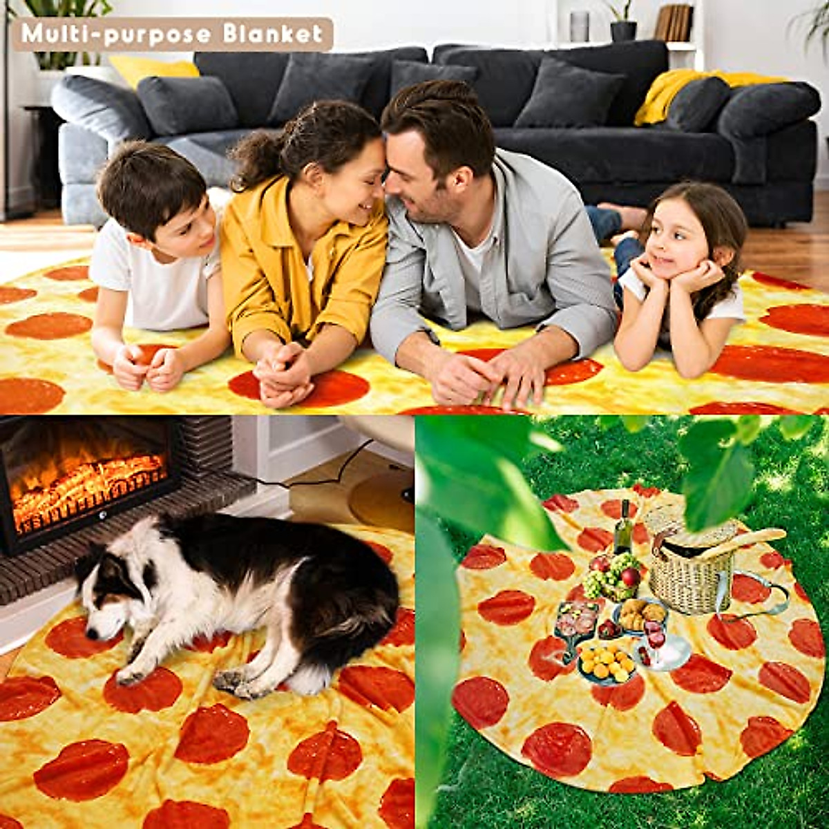 Izomty Pizza Blanket Adult Size, 71 Inches Double Sided 290 GSM Realistic Flannel Pepperoni Pizza Blankets, Novelty Gift for Pizza Lovers on Birthday