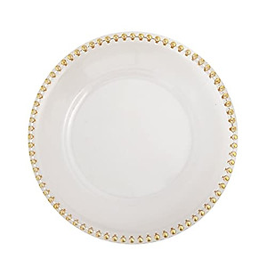Efavormart 6 Pack 12" Gold Clear Acrylic Round Charger Plates With Beaded Rim Dinner Charger Plates