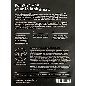 JAXON LANE BRO MASK: Korean Face Mask for Men | 2 Pc. Hydrating Anti Aging Sheet Masks Contains Vitamin C, Vitamin E, Hyaluronic Acid, Hydrolyzed Collagen for Face Care & Acne Treatment (4 Pack)