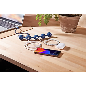 LEXON PEAS HUB 2 4-Way HUB 2 USB and 2 USB-C Smartphones Simultaneously Charge 2 Smartphones Copper Inner Cable LD143DB Dark Blue