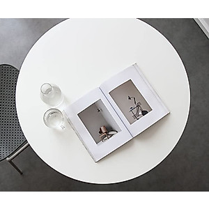 MIINO Round Modern Style Solid Wood Dining Table Dining Furniture with Tulip Base, Small Table for Office Small Coffee Table for 2, White, 23.6" W