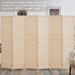 Room Divider Privacy Screen 16" Room Dividers and Folding Privacy Screens 6 Panel Room Divider Wall 5.6FT Tall Bamboo Room Divider Partitions/Separator
