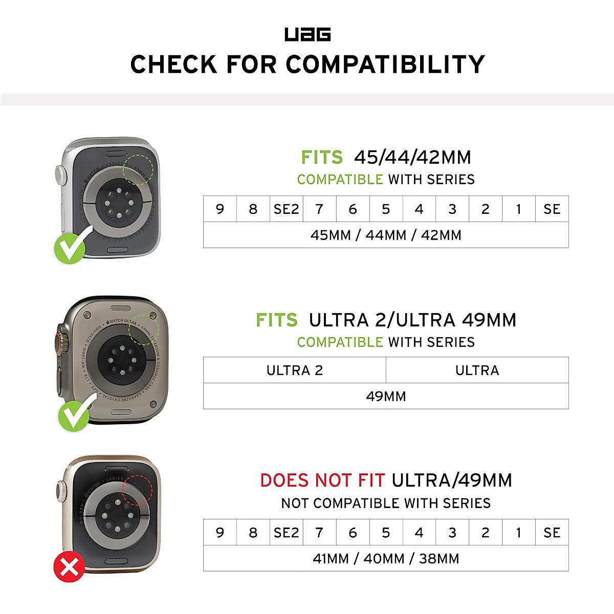 URBAN ARMOR GEAR UAG Compatible with Apple Watch Band 49/45/44/42mm for iWatch Series Ultra 2/9/Ultra/SE2/8/1-7/SE Nato Eco Graphite/Black (New Edition) Nylon Sport Adjustable Replacement Strap