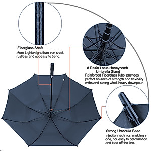 G4Free 68 Inch Automatic Open Golf Umbrella Double Canopy Extra Large Oversize Windproof Waterproof Stick Umbrellas(Navy Blue)
