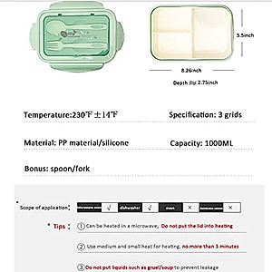 Kvohzbl Bento Box for Kids Adults Lunches Leakproof Adult 3 Compartment Lunch Box Reusable Plastic Bento Boxes Food Containers Environmental Protection Bento Box Microwave/Freezer/Dishwasher (Pink)