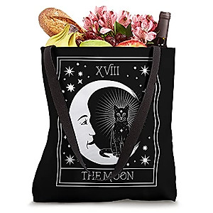 Tarot Card Crescent Moon and Black Cat Cosmic Graphic Tote Bag