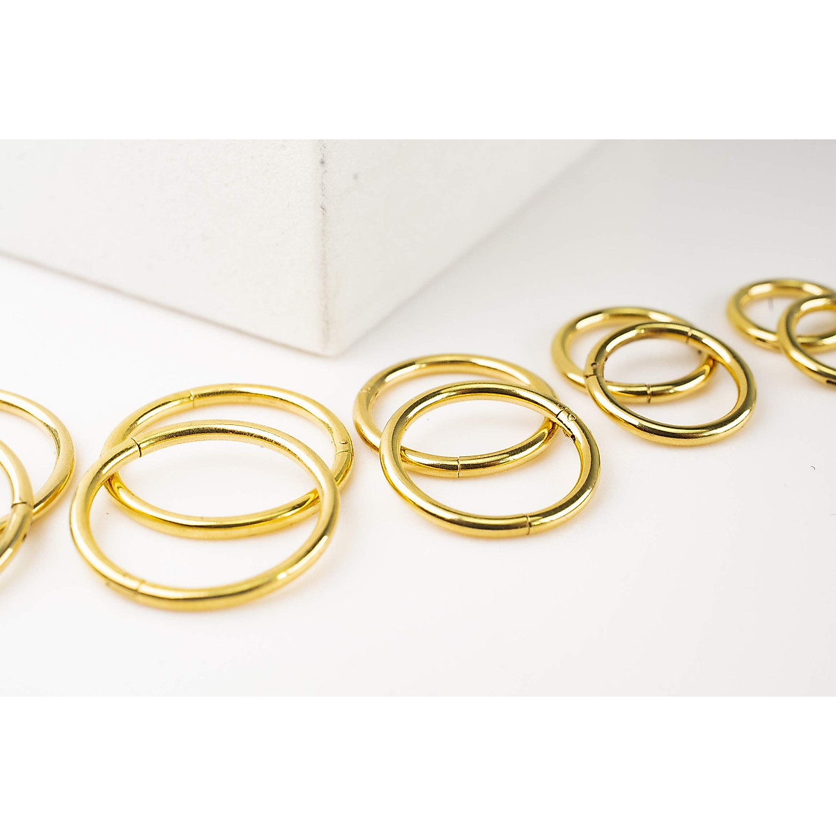 16G Surgical Steel Hinged Clicker Segment Nose Rings Hoop Helix Cartilage Daith Tragus Sleeper Earrings Body Piercing for women (16G - Gold - (6mm-14mm) - 10Pcs)