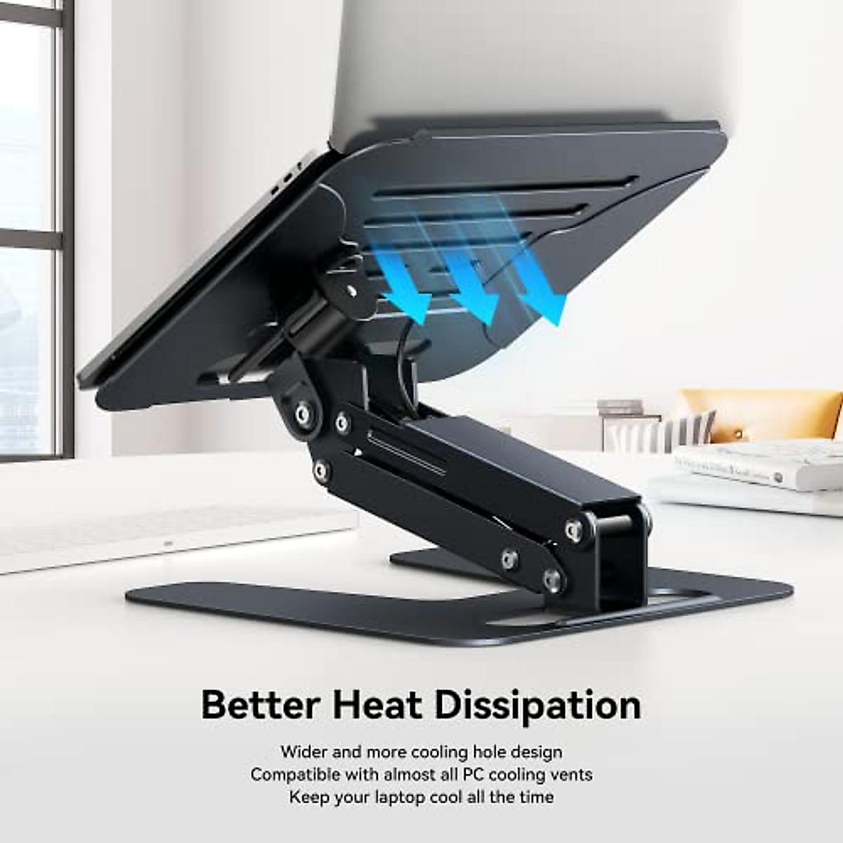 GIISSMO Laptop Stand for Desk with Pneumatic Height Adjustable, Computer Stand Holder Ergonomic Design Computer Stand for Laptop, Laptop Cooling Stand for Pro/Air Dell, HP, Lenovo More Laptops