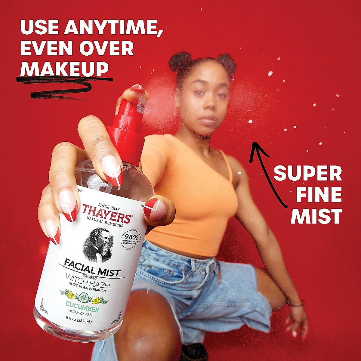 Thayers Alcohol-Free Witch Hazel Facial Mist Toner with Aloe Vera, Cucumber, Soothing and Hydrating, For All Skin Types, 8 oz