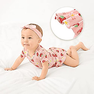 LITTLE JAMJAMS Baby Twirl Skirt Bodysuit - Infant Girl Clothes - Viscose from Bamboo - Strawberry Sweetie Pink 12-18 Months