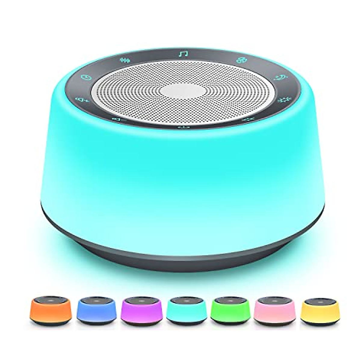 White Noise Machine with 30 Soothing Sounds and 7 Colors Warm Night Light for Sleeping, 5 Timers Portable Plug in Sound Machine for Baby, Adults