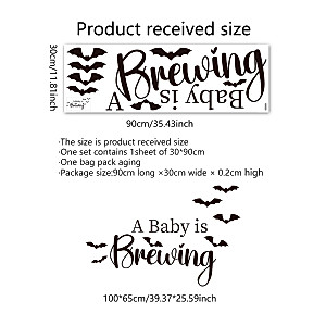 A Baby is Brewing with Bats for Baby Shower Welcome Sign Decal, Halloween Witchy Baby Shower, October Baby Shower, Fall Season Baby，Haunted House Backdrop for Halloween (Baby is Brewing Decal)