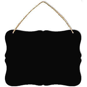 Toysdone Wooden Double Sided Hanging Chalkboard Signs,Memo Message Sign, Vintage Erasable Message Board Sign with Hanging String for Wedding Kitchen Home Party Decoration