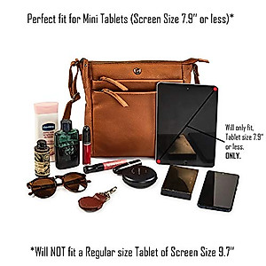 Cochoa Small Soft Pebbled Real Leather Women Crossbody Handbags & Purses - Triple Zip Premium Sling Crossover Shoulder Bag (Cognac Nappa)