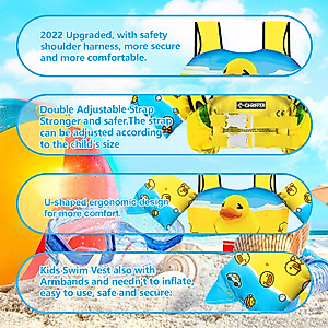 Chriffer Kids Swim Vest Life Jacket for 22-66 Pounds Boys and Girls, Toddler Floaties with Shoulder Harness Arm Wings for 2,3,4,5,6,7 Years Old Baby