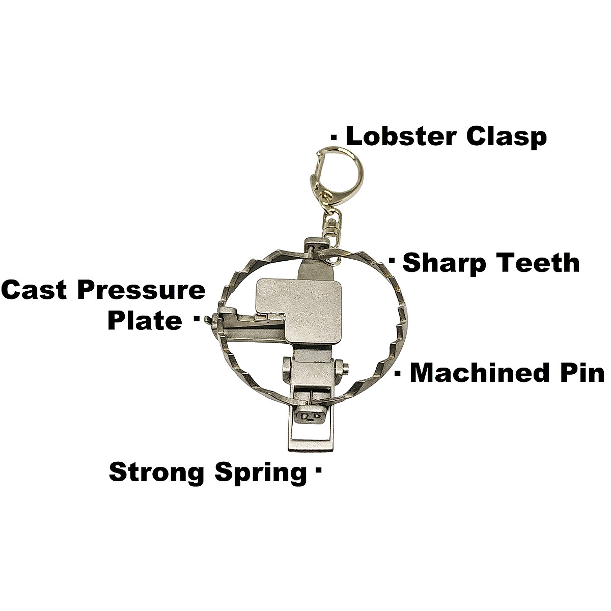 Trappy - The Original MINI Bear Trap Keychain That Works - Silver,1 Pack