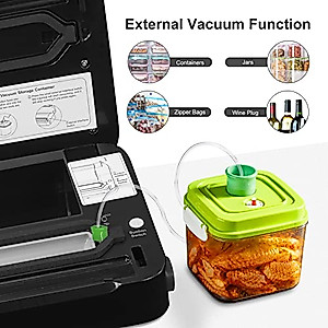 Bonsenkitchen Vacuum Packing Machine for Foods, Vacuum Sealer with Built-in Cutter for Both Wet and Dry Foods, Vacuum Roll Bags Included